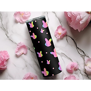 Holographic Easter Bunny 20oz Stainless Steel Tumbler with Spill-Proof Lid and Straw
