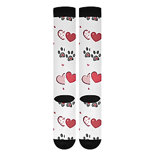 xigua Valentine's Mother's Day Hearts Paws Compression Socks 20-30mmHg Knee High Stockings for Sport Nursing - 1 Pair