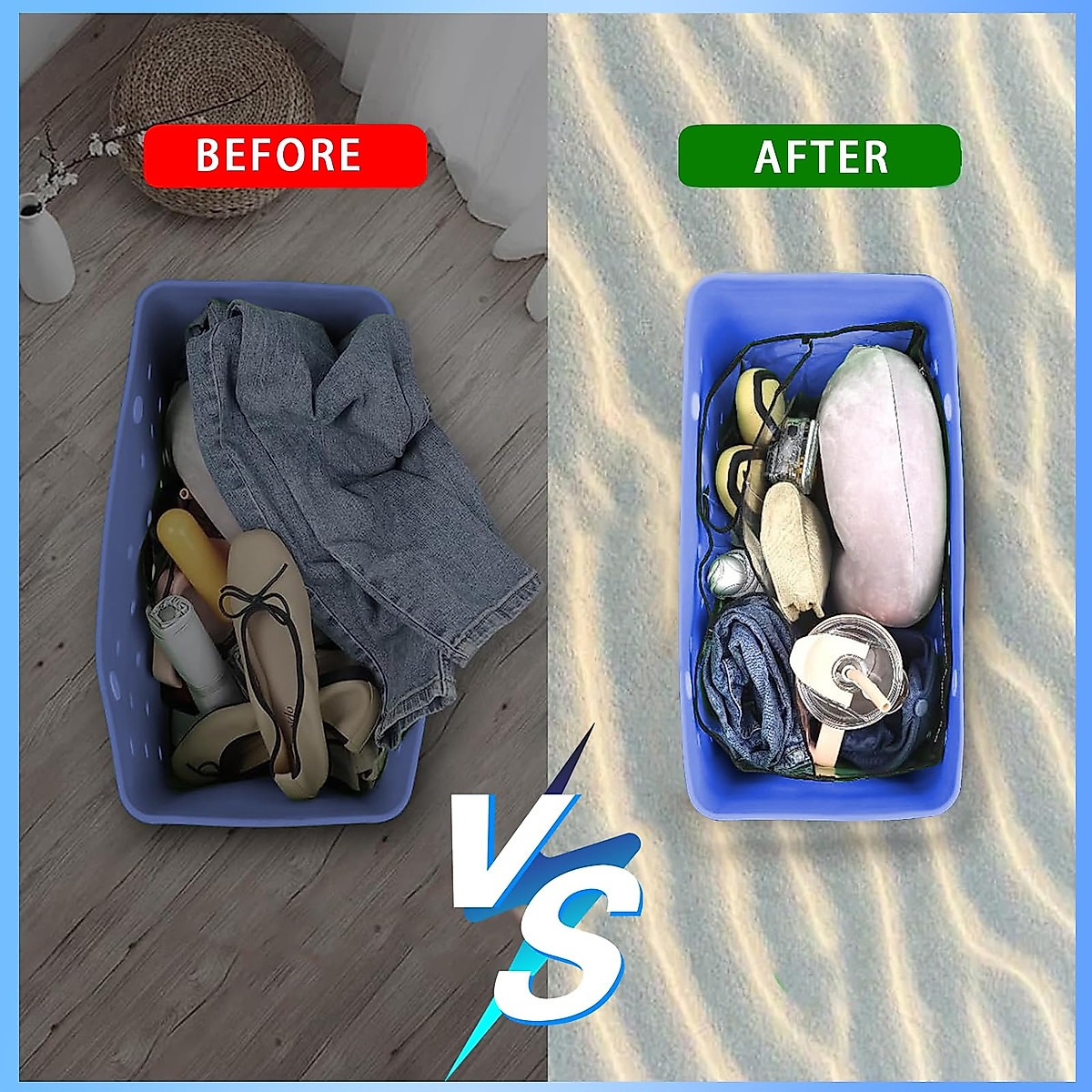 GYSYELL Clear Beach Bogg Bag Organizer and Silicone Cell Phone Holder Compatible with Bogg Bag X Large Size,Bogg Bag Accessories with Hooks,Organizing Your Bogg Bag and Divide Space(Black)