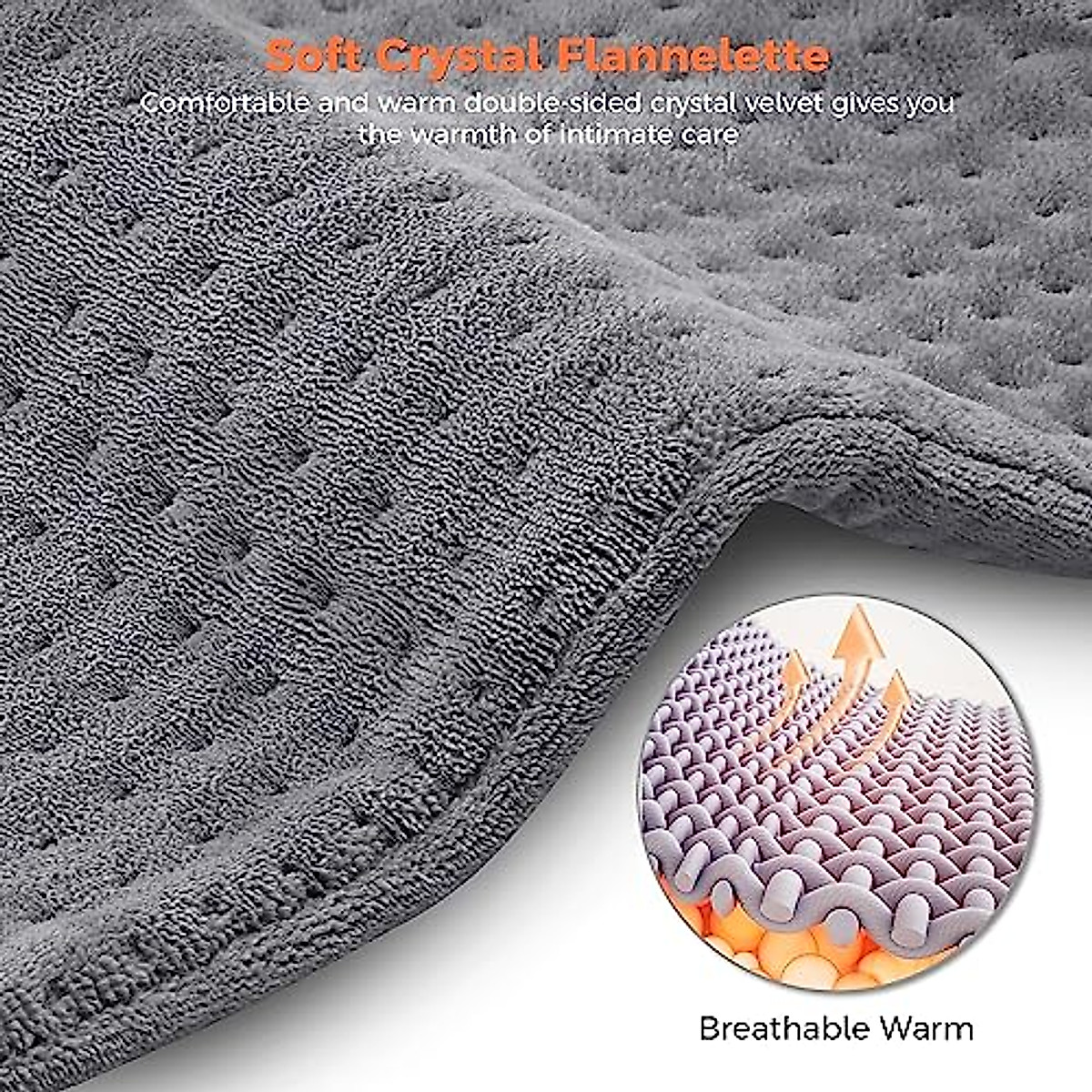 NOWWISH Heating Pad for Back Pain & Cramps Relief, Moist Heat Electric Heating Pads with Auto Shut Off, Christmas Birthday Gifts for Women Men, 12 "x 24 Gray
