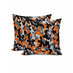 applebless Set of 2 Throw Pillow Covers Square for Home Decor, Camo 18x18 Inch Cotton Reversible Pillow Case Sofa Soft Cushion Cases for Bedroom Couch Bed Car Chair