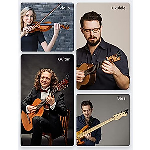 Linrax LT-2 Guitar Tuner Rechargeable Clip On Tuner for Guitar, Bass, Ukulele, Violin, Banjo, Chromatic Tuner with LCD Color Display, Digital Tuner for Stringed Instruments, Guitar Accessories, Black