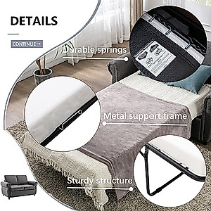 Gagawin Pull Out Sofa Bed, 2-in-1 Convertible Sleeper Sofa with Folding Foam Mattress, Linen Upholstery Sleeper Loveseat Couch with Pull Out Bed for Guest Room Living Room Bedroom (Gray)