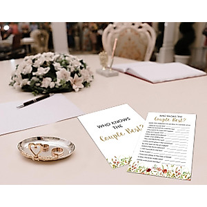 Who Knows The Couple Best Bridal Shower Game, Wedding Shower and Bachelorette Party - Set of 30 Cards, Boho Floral Bridal Wedding Activities Game Cards for Guests, Bridal Shower Party Decorations-LM2
