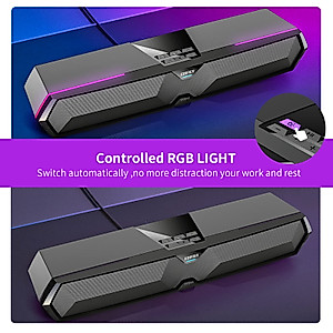 Edifier MG300 Computer Sound Bar: Loud Speakers with Deep Bass - Switch RGB Built-in Microphone for Gaming Speakers Wireless Bluetooth 5.3 & USB Adapter PC Sound Bar for Desktop