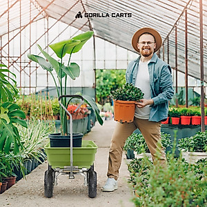 Gorilla Carts Heavy Duty Poly Yard Dump Cart, Lawn & Garden Wagon, 600 Lb, Green