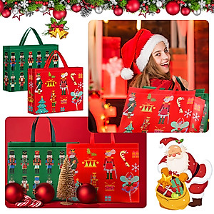 Sweetude 6 Pcs Christmas Large Nutcracker Gift Bags with Handle 16inch Birthday Gift Tote Bag Christmas Goodie Candy Treat Wrapping Bag Reusable Non Woven Shopping Bag for Xmas Party Favor