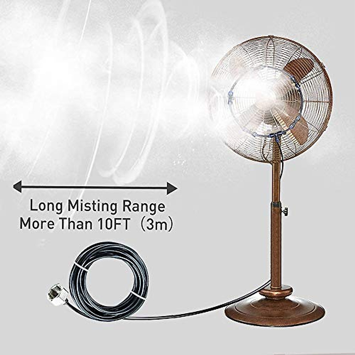 Meikelion Outdoor Misting Fan Kit Mist Cooling System Fan Kit for a Cool Patio Breeze 23FT (7M) Misting Line + 5 Copper Metal Mist Nozzles + a Copper Metal Connector(3/4'') Fit to Any Outdoor Fan