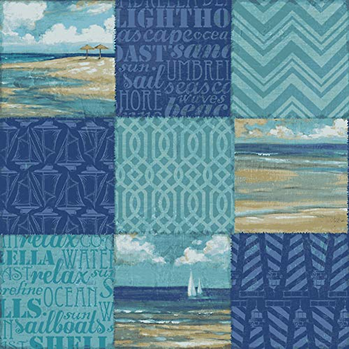 Stitch & Sparkle Paul Brent PB BEACHSCAPE Patchwork Horizontal 100% Cotton Prints Fabric 44" Wide, Quilt Crafts Cut by The Yard (PB14)