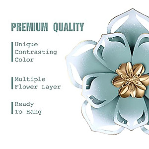 Reflinto Farmhouse Metal Flower Wall Decor 9.5inches 3D Wall Sculptures Flowers for Bedroom, Bathroom, Office, Nursery - Rustic Metal Outdoor Wall Art for Fence, Porch, Gallery, Yard, Garden