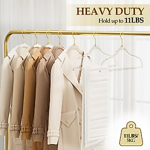 UEAKPIC 50 Pack Clear Plastic Hangers with Gold Glitter, Acrylic Hangers Ultra Slim & Space Saving Suit Hangers for Coats, Pants & Dress Clothes