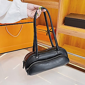 Shoulder Bag for Women Leather 90s Shoulder Purse Trendy Top Handle Bags Designer Tote Handbag Balck