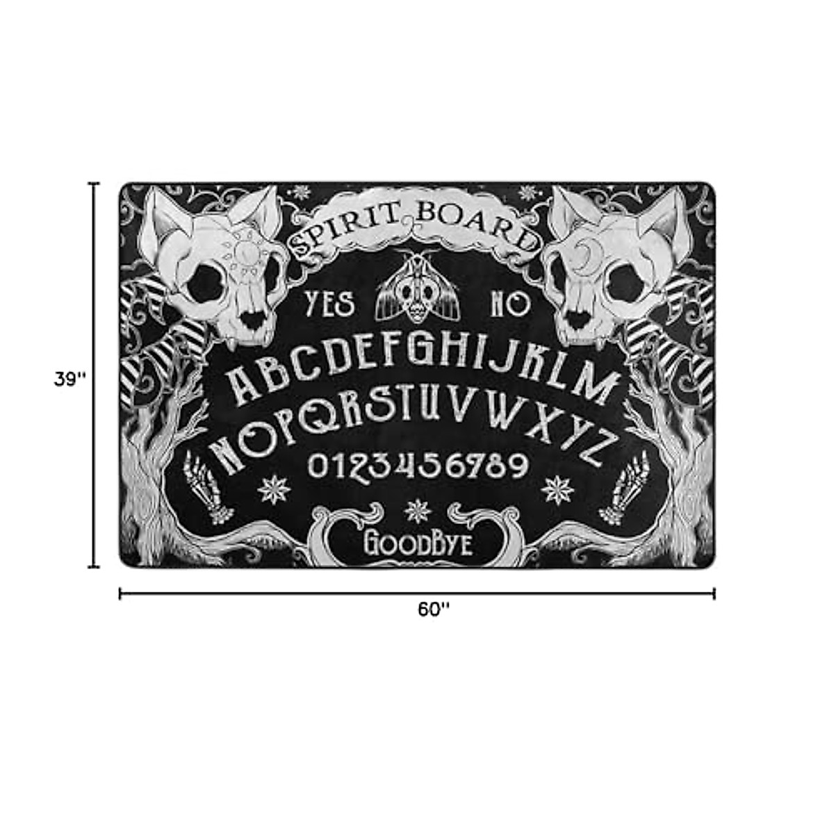 Area Rug Ultra Soft Rug Stylish Mats Carpets Multipurpose Carpets for Living Room, Bedroom, Extra Large Area Carpet Cat Skull Head Witch Magic Board Black Gothic