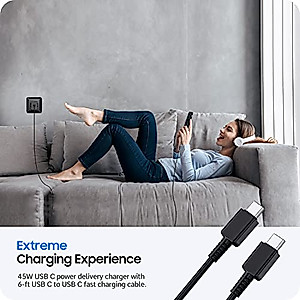 45W Super Fast Charging USB Type C Wall Charger Block for Samsung Galaxy S23 Ultra/S23/S23+/S22 Ultra/S22+/S22/Note 10/Note 20/S20/S21/S10, Galaxy Tab S7/S8 Ultra, Galaxy A, PPS Charger & 6ft C Cable