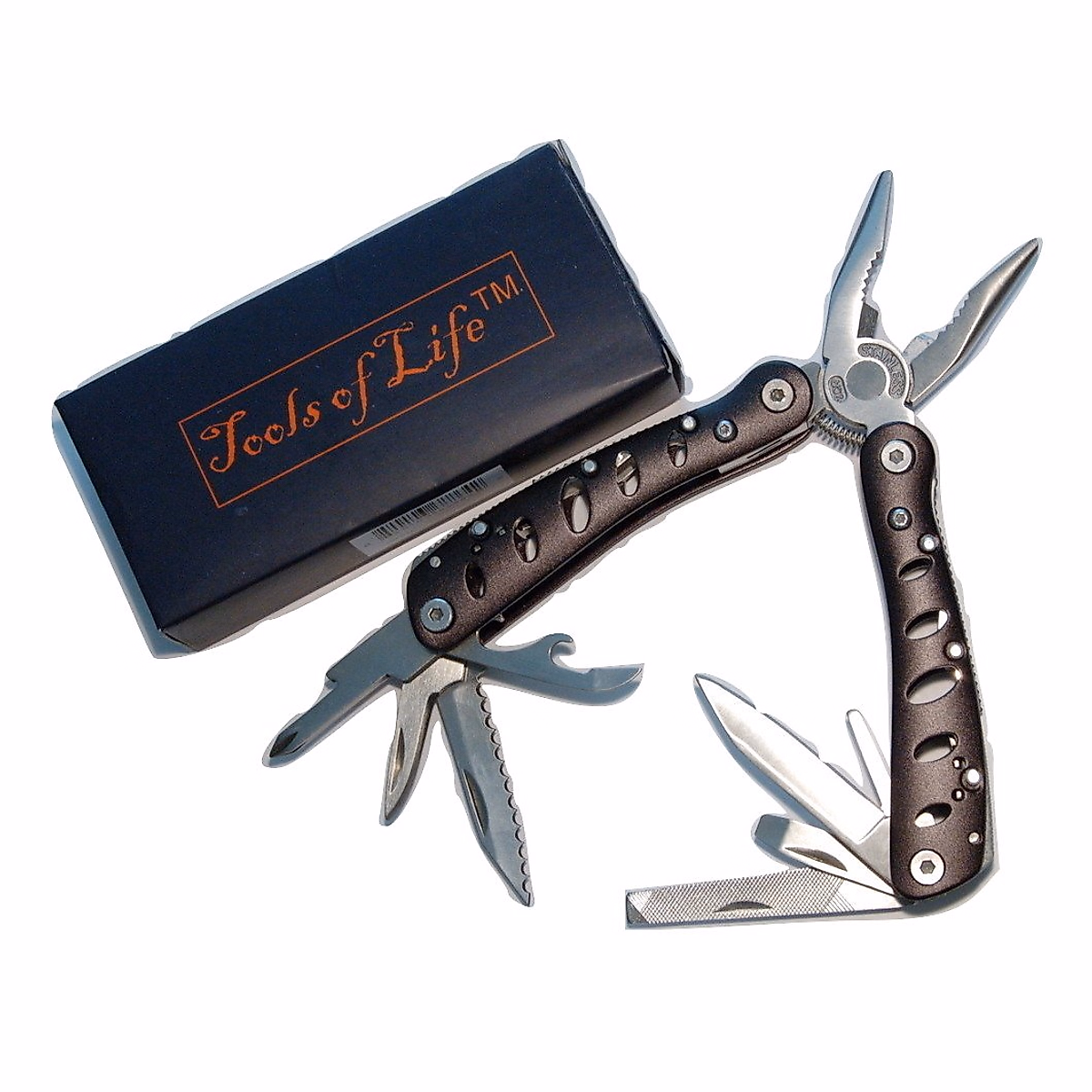 Tools of Life® Multitool Deluxe Black-Multi Tool Pouch Folding Hand Tool, Multifunction, Multipurpose Survival Tool with Gift Box