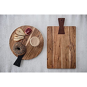 Creative Co-Op Acacia Wood Cheese/Serving w Handle Cutting Board, 16" x 13", Natural