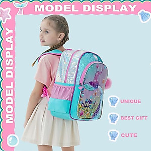 ZBAOGTW Mermaid Backpacks for Girls Kids School Cute Bookbag for Kindergarten Elementary Sequin School Backpack for Girls Lightweight School Bag with Lunch Box