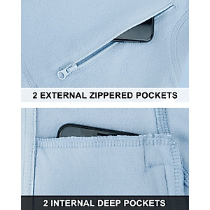 Fleece Zip Up Women Lightweight Soft Fleece Athletic Running Track Jackets Slim Fit Workout Jacket with Thumb Holes(Light Blue,Small)