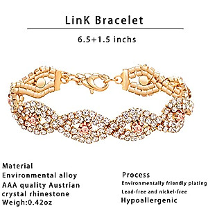 3 Pieces Wedding Bridal Rhinestone Crystal Jewelry Set Statement Necklace Bracelet Teardrop Dangle Earrings Set for Women Girls fit with Bridesmaid Wedding Party Prom Dress Jewelry Set