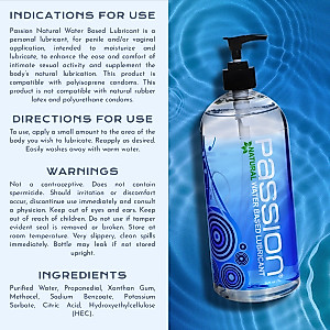 Passion Natural Water-Based Personal Lubricant Twin Pack, Premium, Non-Sticky, Easy-to-Clean Formula for Smooth, Comfortable Use - 34 Fl Oz (Pack of Two)