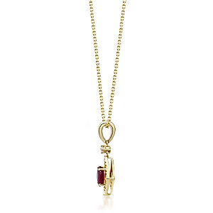 Gin & Grace 10K Yellow Gold Genuine Ruby and Natural Diamond (I1) Pendant for Women.
