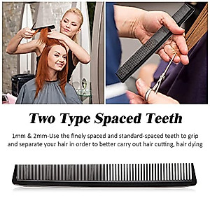5 Pieces Hair Cutting Comb Barber Comb Hair Styling Combs Fine Teeth Carbon Comb Set Anti Static Heat Resistant Hairdressing Tapered Comb for Men Women (Classic Combs)