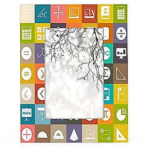 Yzrwebo Math Tools 5x7 Picture Frame Math Symbols Wood Photo Frames High Transparent Horizontal and Vertical Tabletop Display or Wall Mounting for Family Home Gallery Office