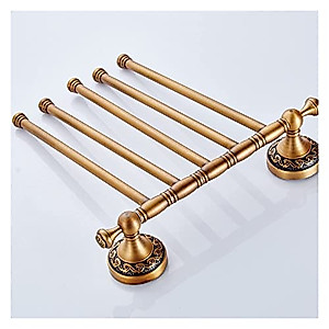 Towel BAR Rack Copper Folding Rotating Towel Bar, Wall Mount Antique Brass 3/4/5 Layer Activities Towel Bar,Hand Towel Holder Bathroom Accessory/4 Bathroom Hardware/4 (Color : 5)