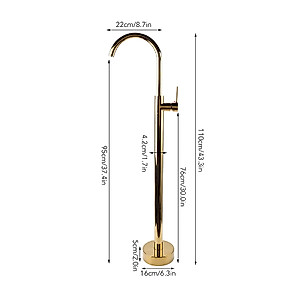 Freestanding Bathtub Faucet, European Style Brass Stainless Steel Floor Mounted Tub Filler Without Hole Single Handle High Flow Shower Faucet Bathroom Tub Faucets for Column Type (Gold)