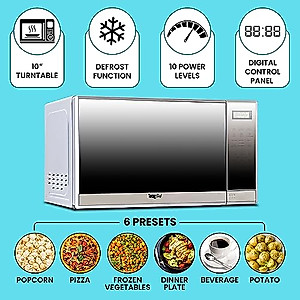 Koolatron 1.7 Cu Ft Compact Fridge + 700W Microwave Combo: Includes White Flat Back Countertop Fridge/Freezer + Total Chef 0.7 Cu Ft Stainless Steel Touch Control Microwave, Student Dorm Room, Office