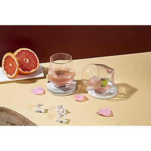 [6-Pack,10 Oz] Design·Master- Diamond Wine Glasses, Stemless Wine Glasses, Diamond Whiskey Glasses, Drinking Glasses, Ideal for Red and White Wine,Kitchen Glassware, Wedding and Party Gifts