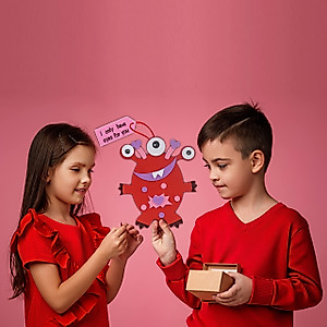 4E's Novelty Valentines Monster Craft Ornament (12 Pack) Foam Valentines Day Crafts for Kids Classroom DIY Card Activity Bulk - Individually Wrapped