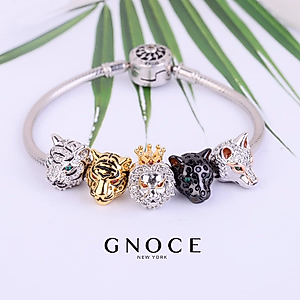 GNOCE Women's Animal Charms for Bracelets 925 Silver Charm Bead for Fit US European Bracelet Necklace Gift (Tiger)