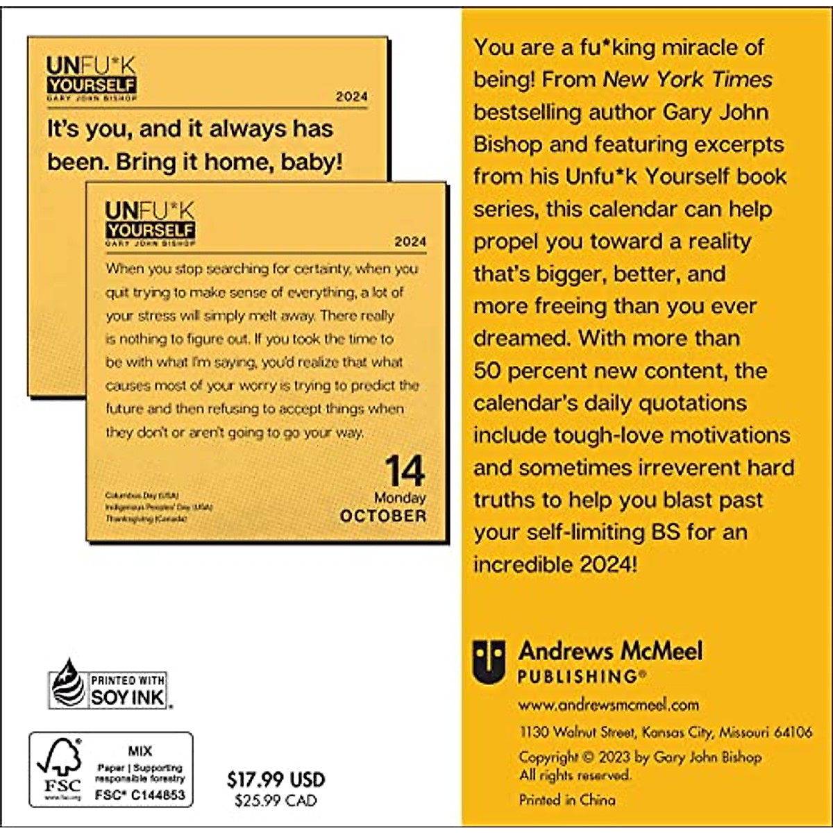 Unfu*k Yourself 2024 Day-to-Day Calendar: Get Out of Your Head and Into Your Life