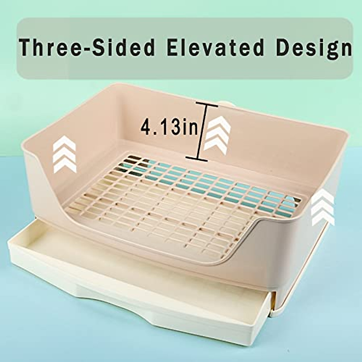 Hamiledyi Large Rabbit Litter Box Trainer, Bunny Potty Corner Toilet with Drawer Bigger Pet Pan for Adult Guinea Pigs, Ferret, Chinchilla, Galesaur, Small Animals