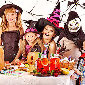 24 Pcs Halloween Party Favors Halloween Straws Reusable Plastic Crazy Straws Bats Pumpkin Cat Ghost Straws with 2 Cleaning Brush for Kids Halloween Party Supplies Birthday Decoration, 8 Styles