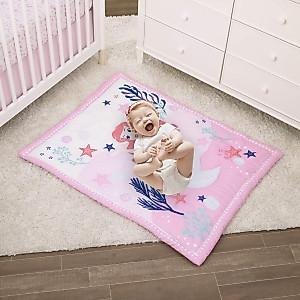 Disney The Little Mermaid Pink, Aqua, and Coral Ariel Cute by Nature 3 Piece Nursery Crib Bedding Set - Comforter, Crib Sheet, Dust Ruffle