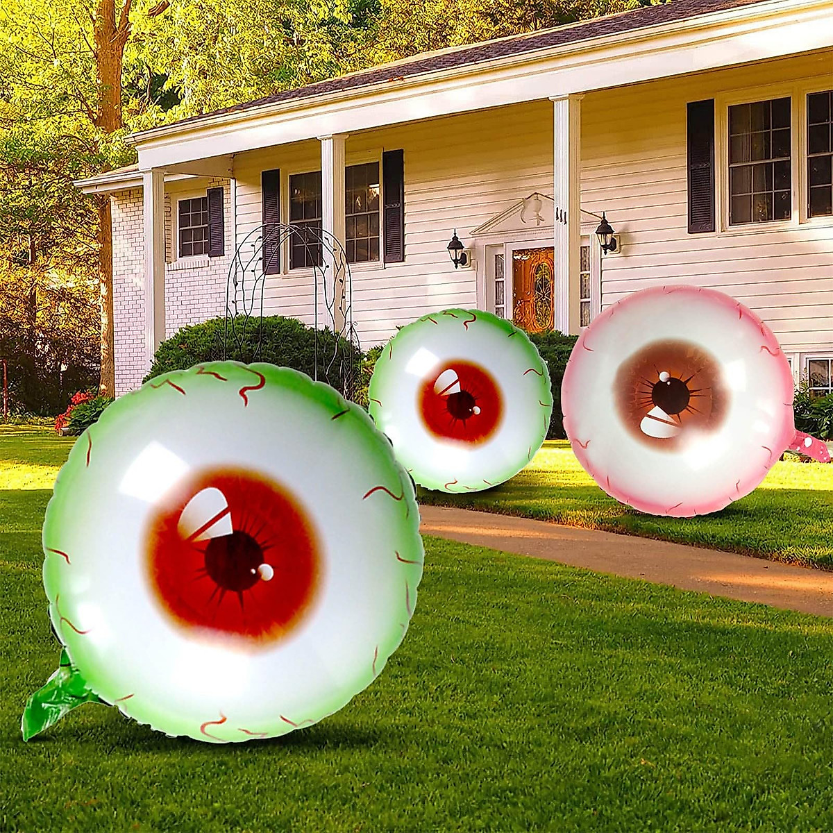 Halloween Eyeball Balloons Halloween Inflatable Eyeball Pumpkin Round Eyeball Foil Balloons Halloween Foil Balloons Halloween Decorations Loud House Birthday Decorations (A, One Size)