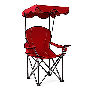 LET'S CAMP Camp Chair with Shade Canopy Folding Camping Recliner Chair with Carry Bag for Outdoor Camping Hiking Beach, Heavy Duty 350 LBS