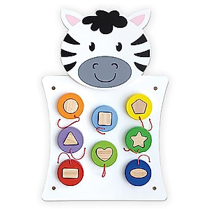 SPARK & WOW Zebra Activity Wall Panel - Toddler Activity Center - Wall-Mounted Toy for Kids Aged 18M+ - Decor for Bedrooms and Play Areas