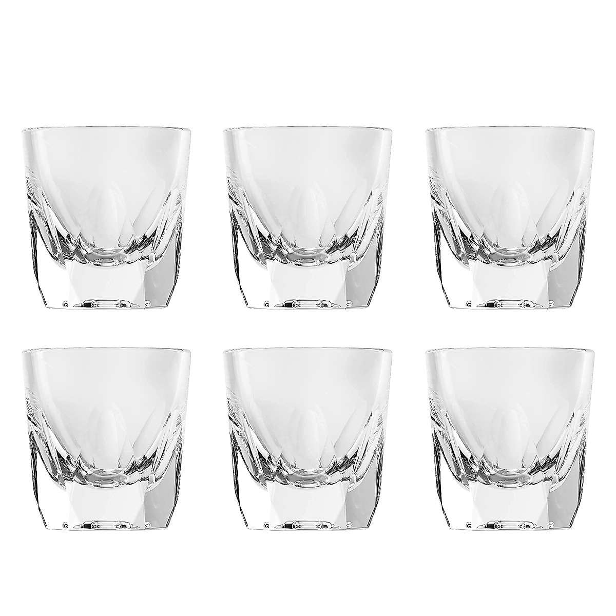 KooK Cortado Glass Set, Double Shot Glasses, For Drinking Espresso, Whiskey Bourbon, Scotch, and juices. Small Liquor Cups, Clear Glassware, Dishwasher Safe, 4 oz, Set of 6