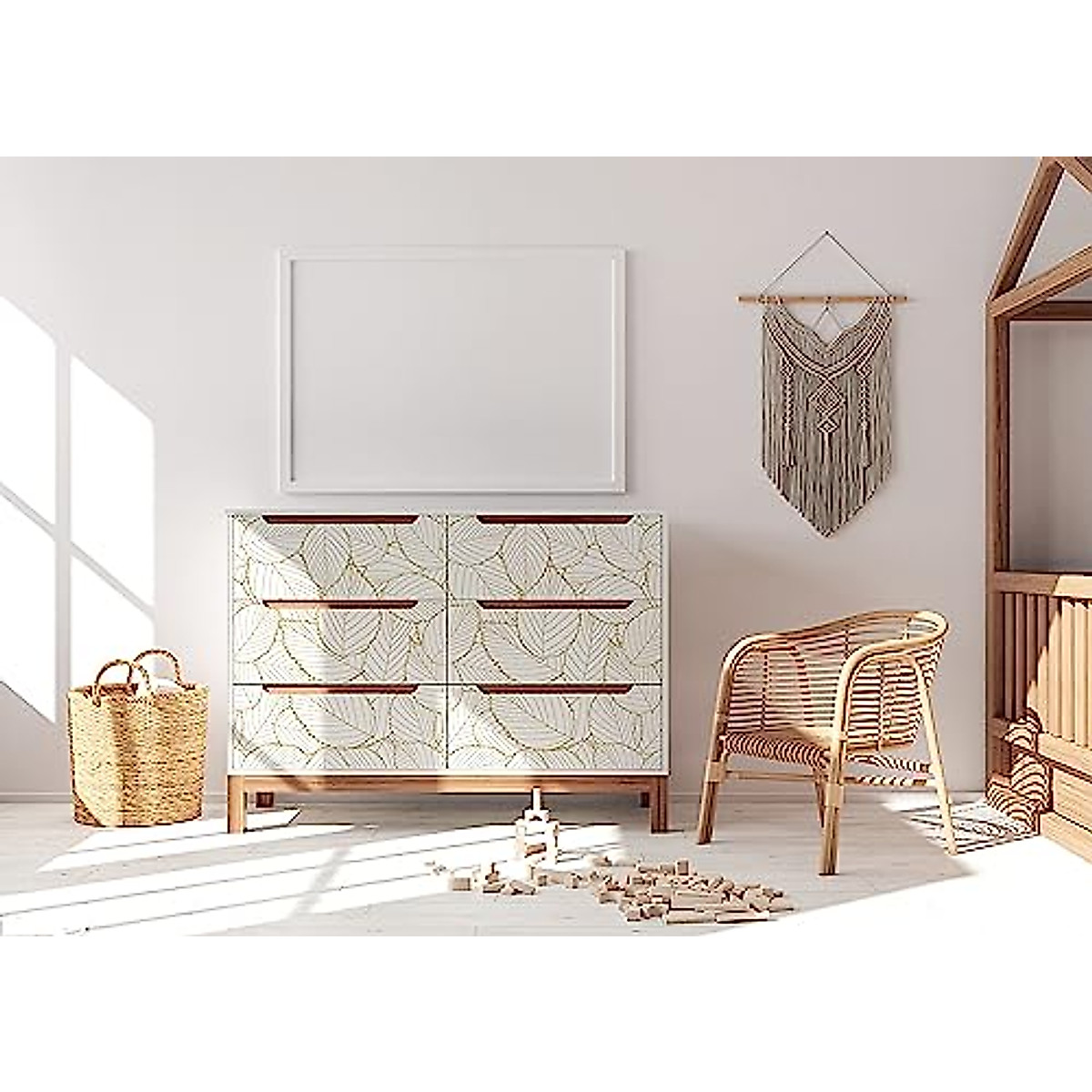 Peel and Stick Wallpaper Gold Contact Paper Leaf Wallpaper Boho Leaves Peel and Stick Wallpaper Self-Adhesive Wallpaper Waterproof Wallpaper for Wall Home 17.7" X118"