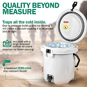 Landworks Beverage Cooler (5 Gallon / 20QT) Rotomolded Ice Water Sport Jug Dispenser, Insulated High Ice Retention, UV Protected Spigot, Stainless Steel Bottle Opener, Latch and Seat Lid