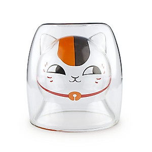 Cute Cat Creations, Lucky Cat TeaCup, Crazy Cat Lady Lovers Double Wall Borosilicate Glass 220ml Neko Tea Cup, Kawaii Kitty Kat Ears Teacup/Teapot, Adorable Lucky Cat Mom Novelty Gift.