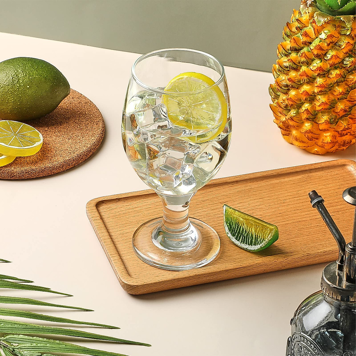 Patelai Clear Glasses 13.5 oz Water Goblet Glass Stemmed Water Glasses for Juice Wine Beer Tea Milk Cold Beverages Drinks (12 Pcs)