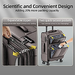 SHOWKOO Luggage Sets 3 Piece Softside Expandable Lightweight Durable Suitcase Sets Double Spinner Wheels TSA Lock Light Coffee (20in/24in/28in)­