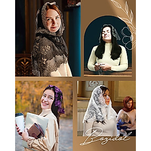 Bozidol Church Veil Lace Mantilla Religious Head Covering Velos para ir a la iglesia Catholic Mass Veil with Hairclip (White)