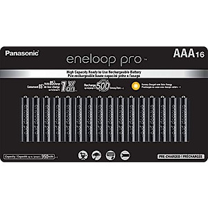 Eneloop Panasonic BK-4HCCA16FA pro AAA High Capacity Ni-MH Pre-Charged Rechargeable Batteries, 16-Battery Pack