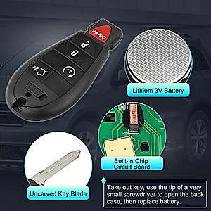 X AUTOHAUX Replacement Keyless Entry Remote Car Key Fob M3N5WY783X 433Mhz for Dodge Grand Caravan Challenger Charger for Ram 1500 2500 5 Button with Door Key