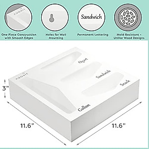 Ziplock Bag Organizer |Storage for Kitchen Drawer or Wall Mount | Acrylic Baggie Container, Plastic Bag Dispenser | Ziploc Holder for Gallon, Quart, Sandwich & Snack | Compatible with Ziploc, Solimo, Hefty & Glad Bags- White